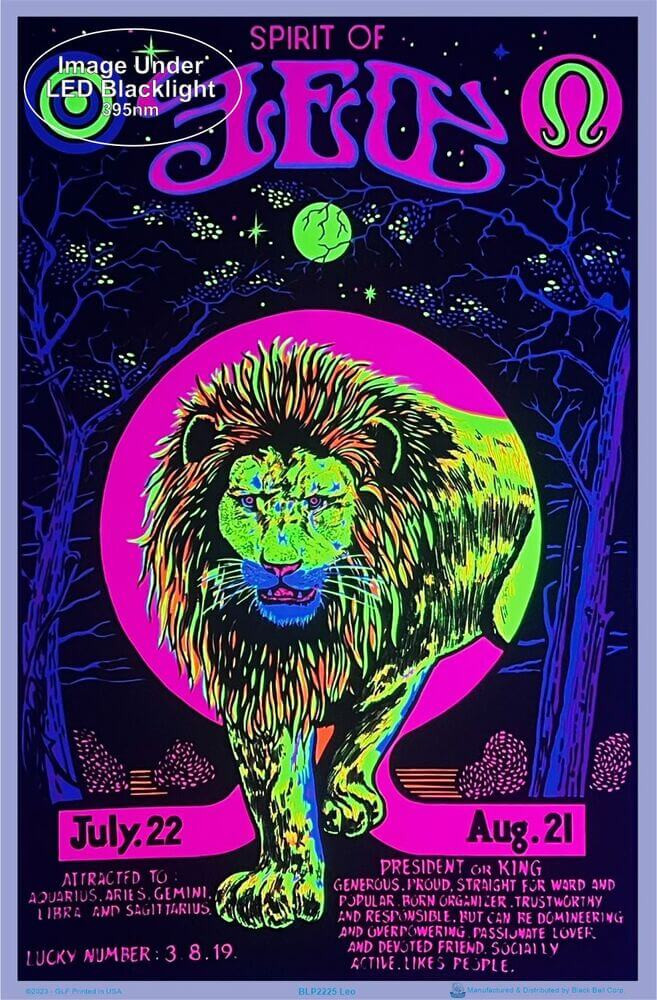 Leo Zodiac Sign Blacklight Poster 23" x 35" - Blacklight.com