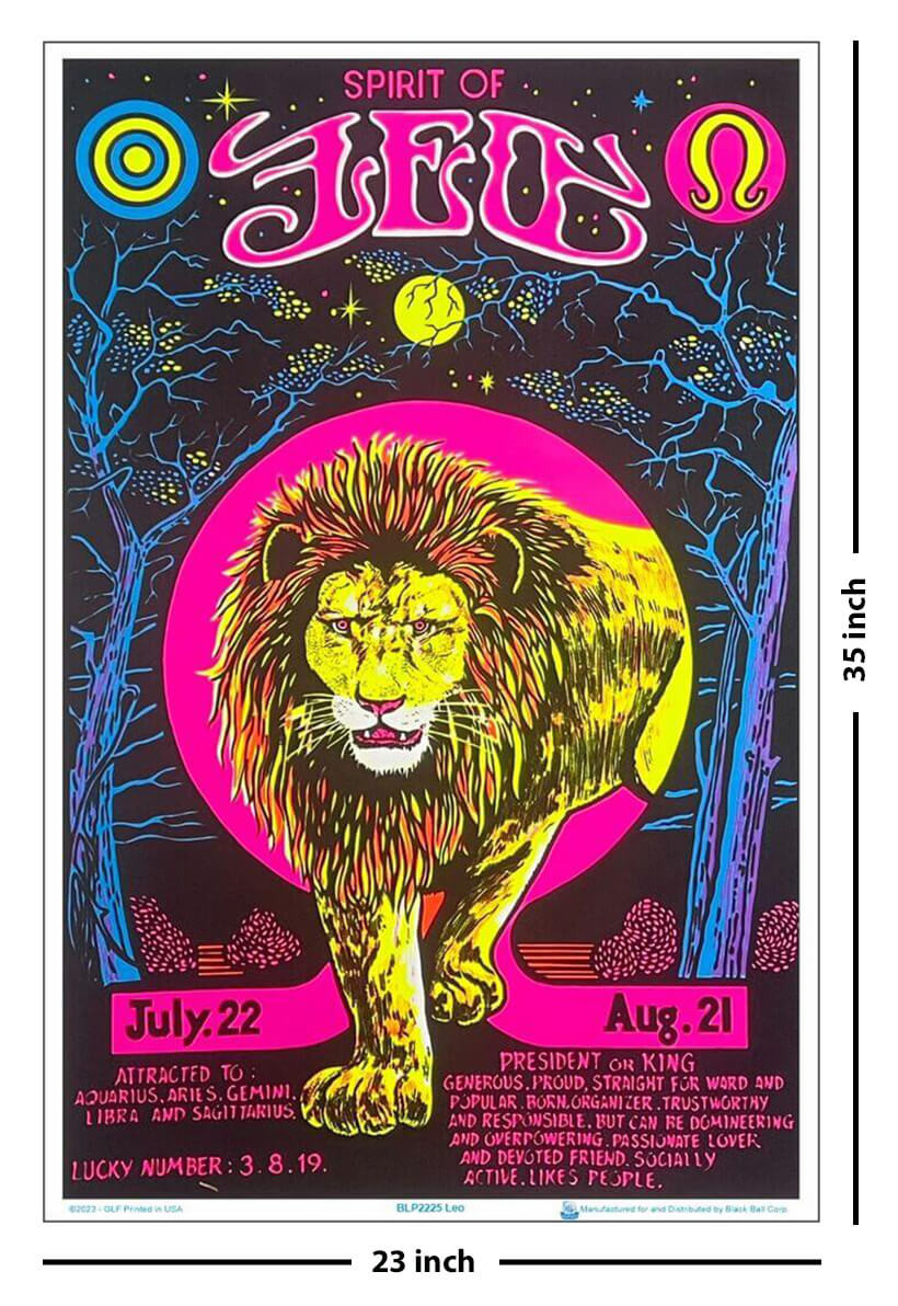 Leo Zodiac Sign Blacklight Poster 23" x 35" - Blacklight.com