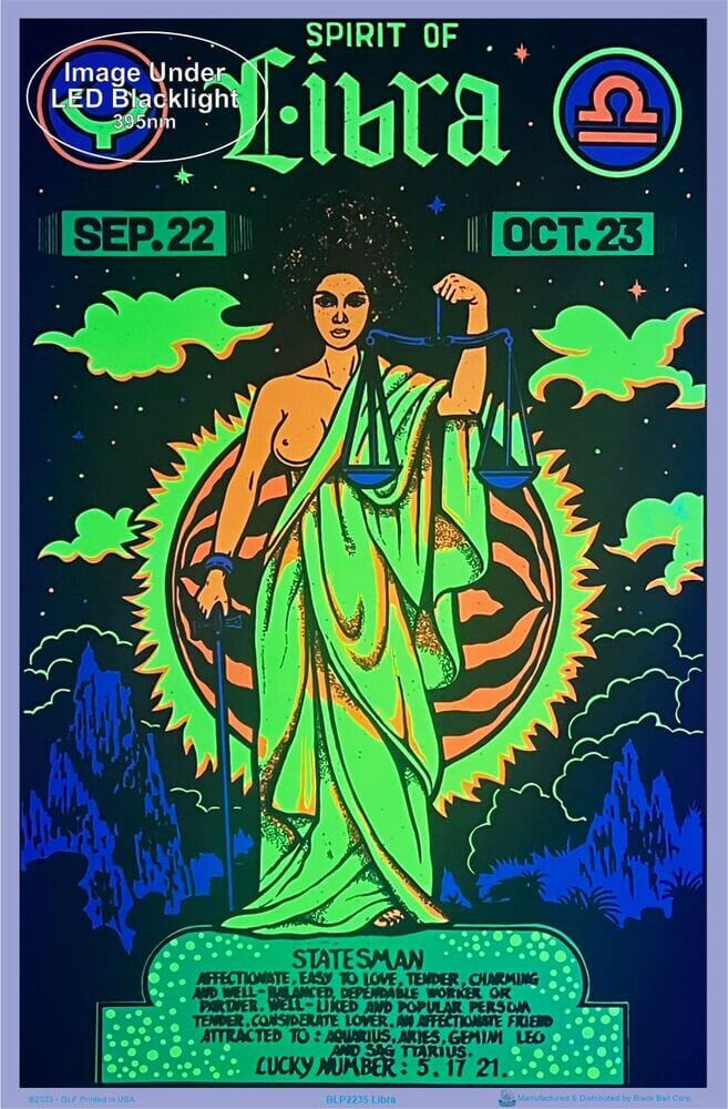 Libra Zodiac Sign Blacklight Poster 23" x 35" - Blacklight.com