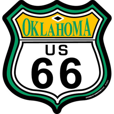 Oklahoma US Route 66 Shield - Business Card Sized Vinyl Sticker 4" x 4. ...