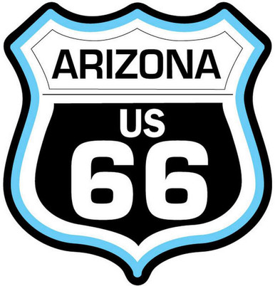 US Route 66 Arizona Shield - Postcard Sized Vinyl Sticker 4" x 4.25 ...
