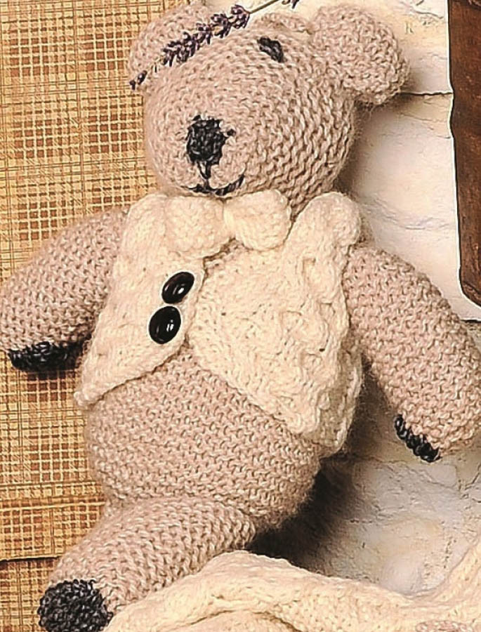 Aran Wool Teddy Bear with Waistcoat and Bow-Tie