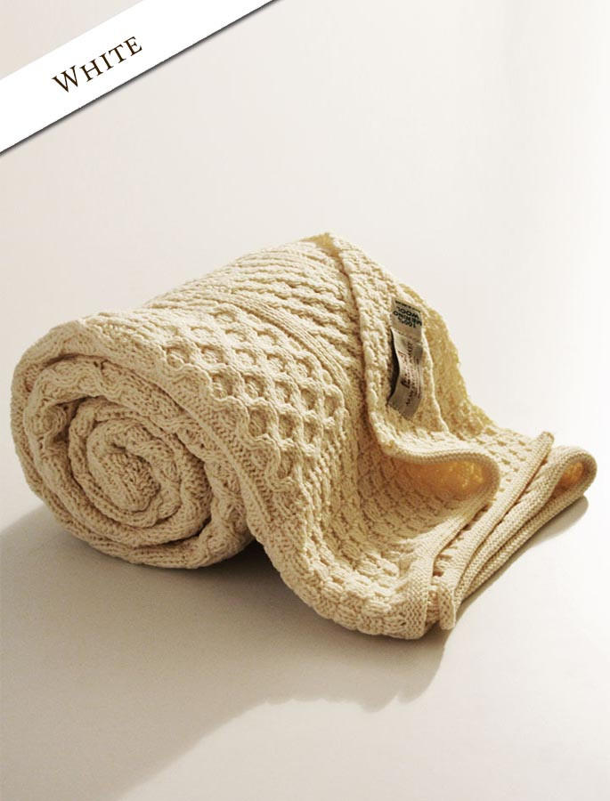 Aran Patchwork Merino Wool Throw