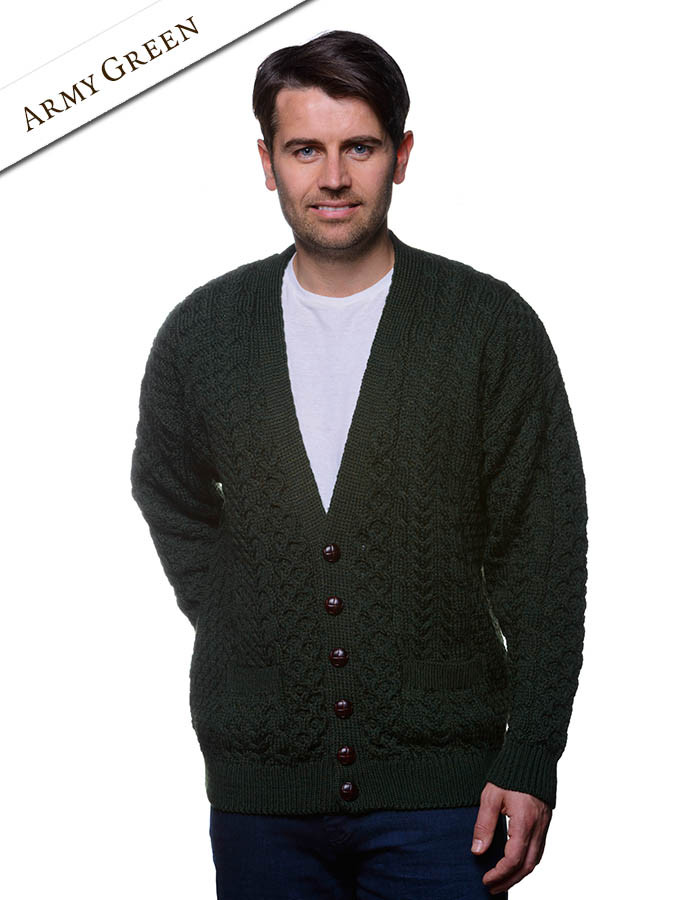 Merino Wool Aran V-Neck Cardigan | Glenaran