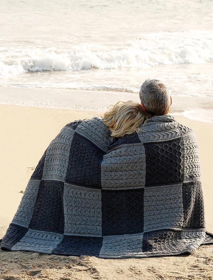 Two-Tone Aran Patchwork Throw