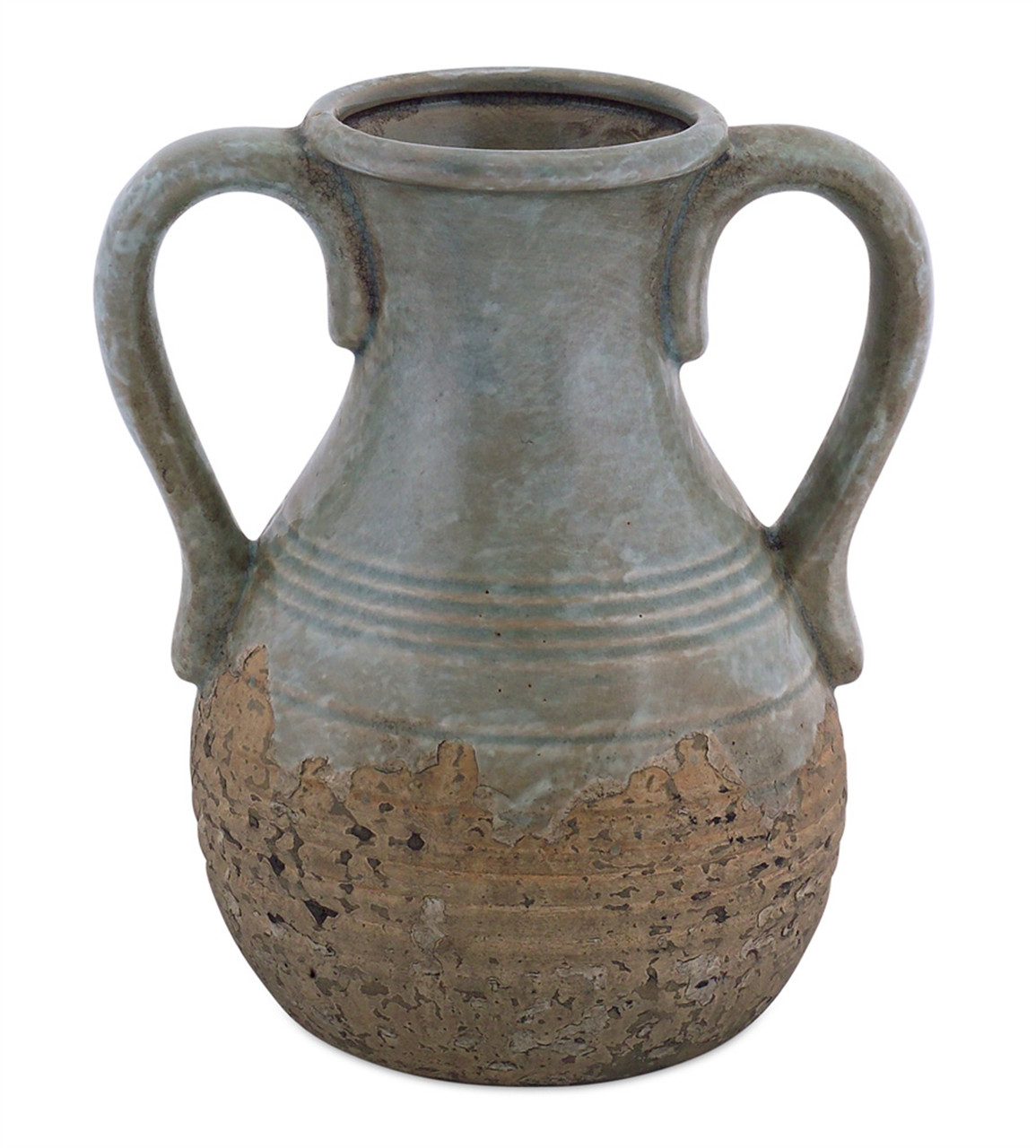 Rustic vase w/carved handles - McClard's Gifts