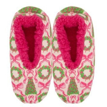 Holiday Slippers With Christmas Trees and Pink Bows by Simply Southern ...