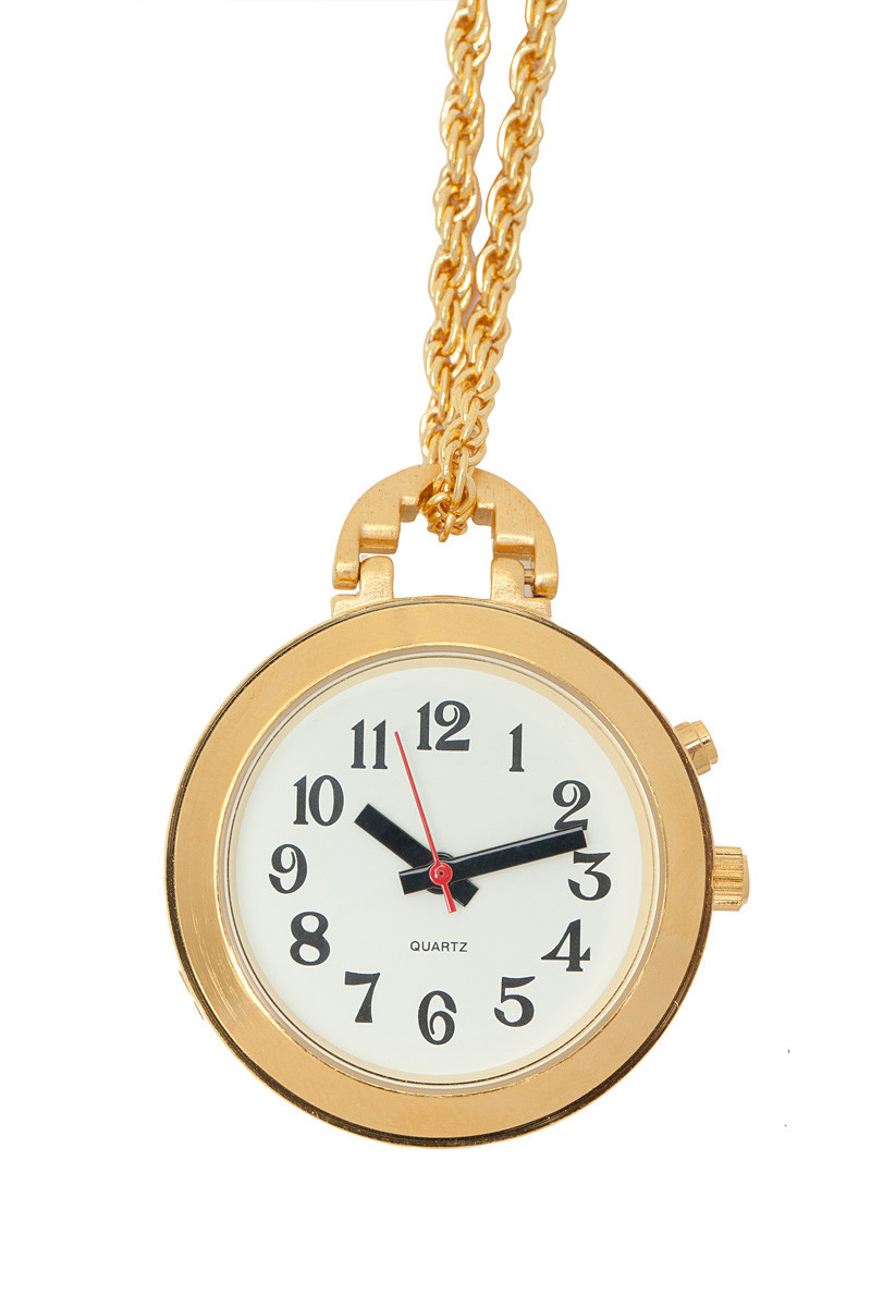 1 Button Pendant Talking Watch - Goldtone - 27" Chain