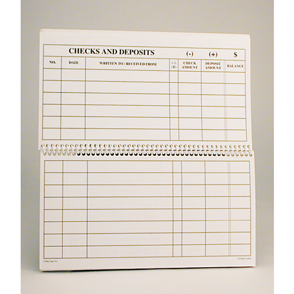 Large Print Check Register - Spiral Bound | LS&S