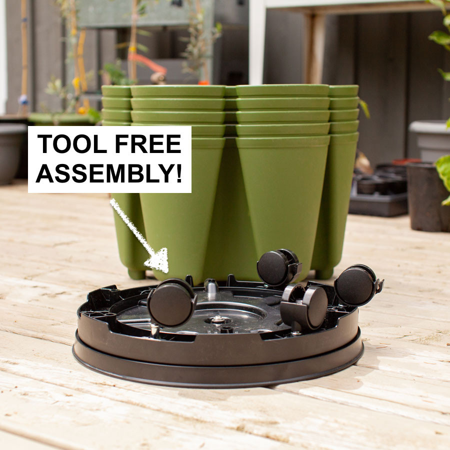 GreenStalk Spinner Base & Ultimate Spinner with Wheel Kit for Planters
