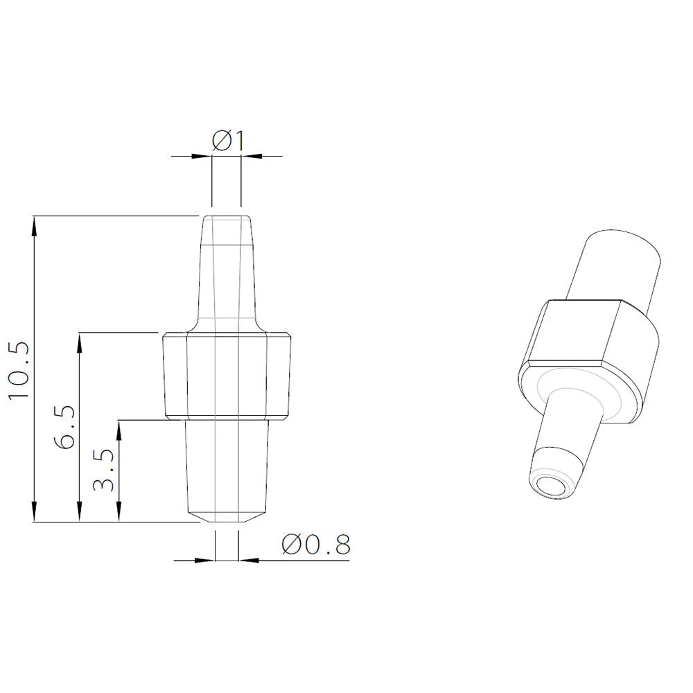 Male Mini Luer Fluid Connectors (pack of 10) - Darwin Microfluidics