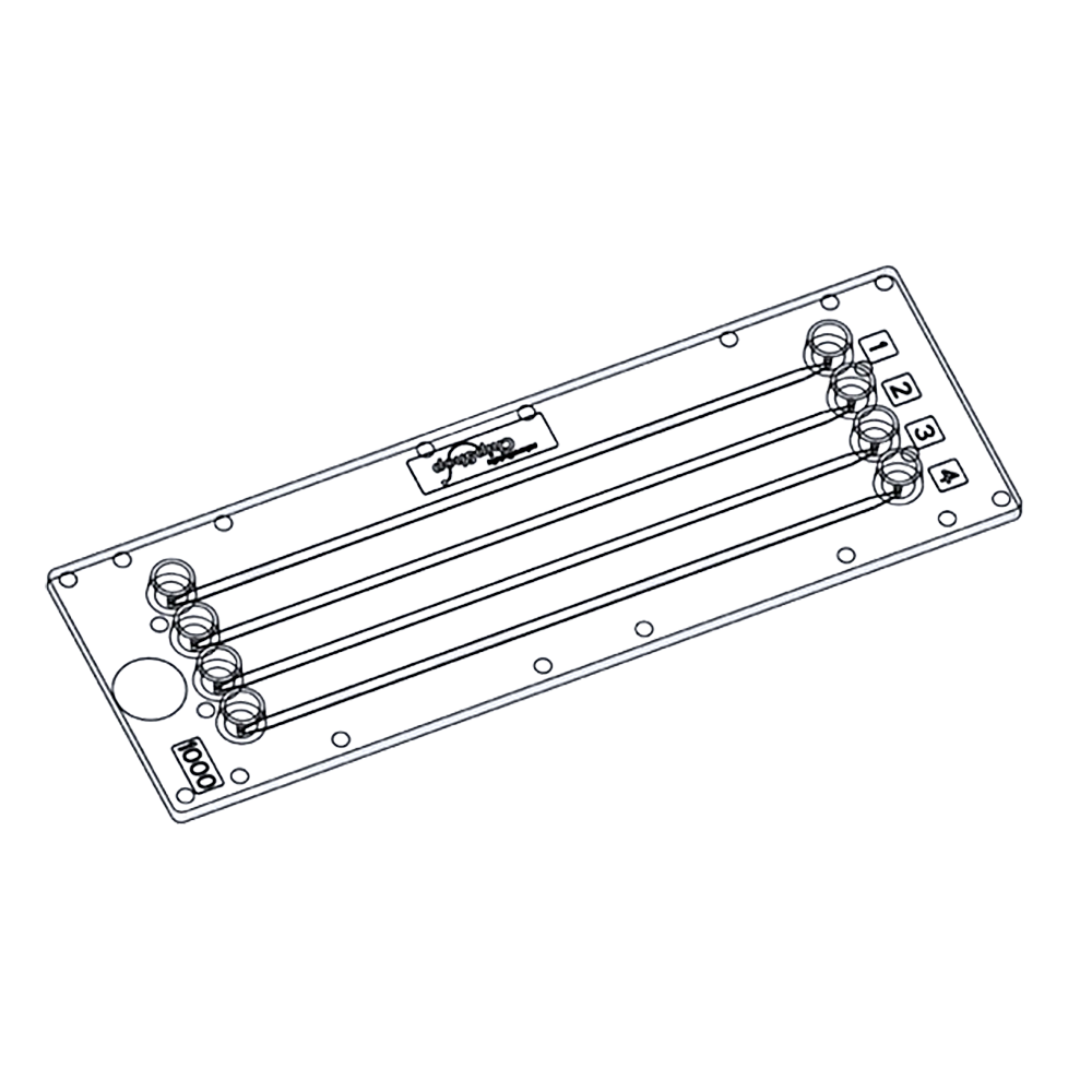 Open 4 Straight Channels Chip - Mini Luer - Darwin Microfluidics