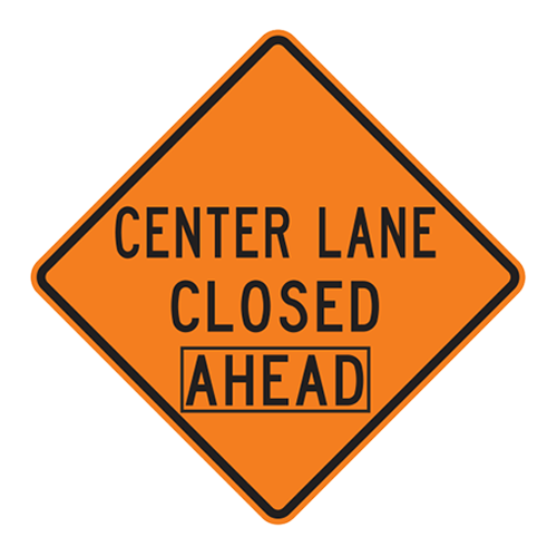 W9-3 | CENTER LANE CLOSED AHEAD | 36X36 - U.S. Municipal