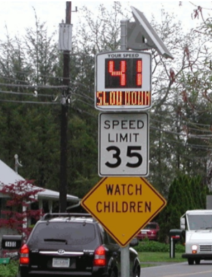 RADAR SPEED SIGN 14 IN AC SLOW DOWN AMBER - U.S. Municipal Supply, LLC