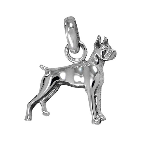 Sterling Silver Boxer Dog Charm Large