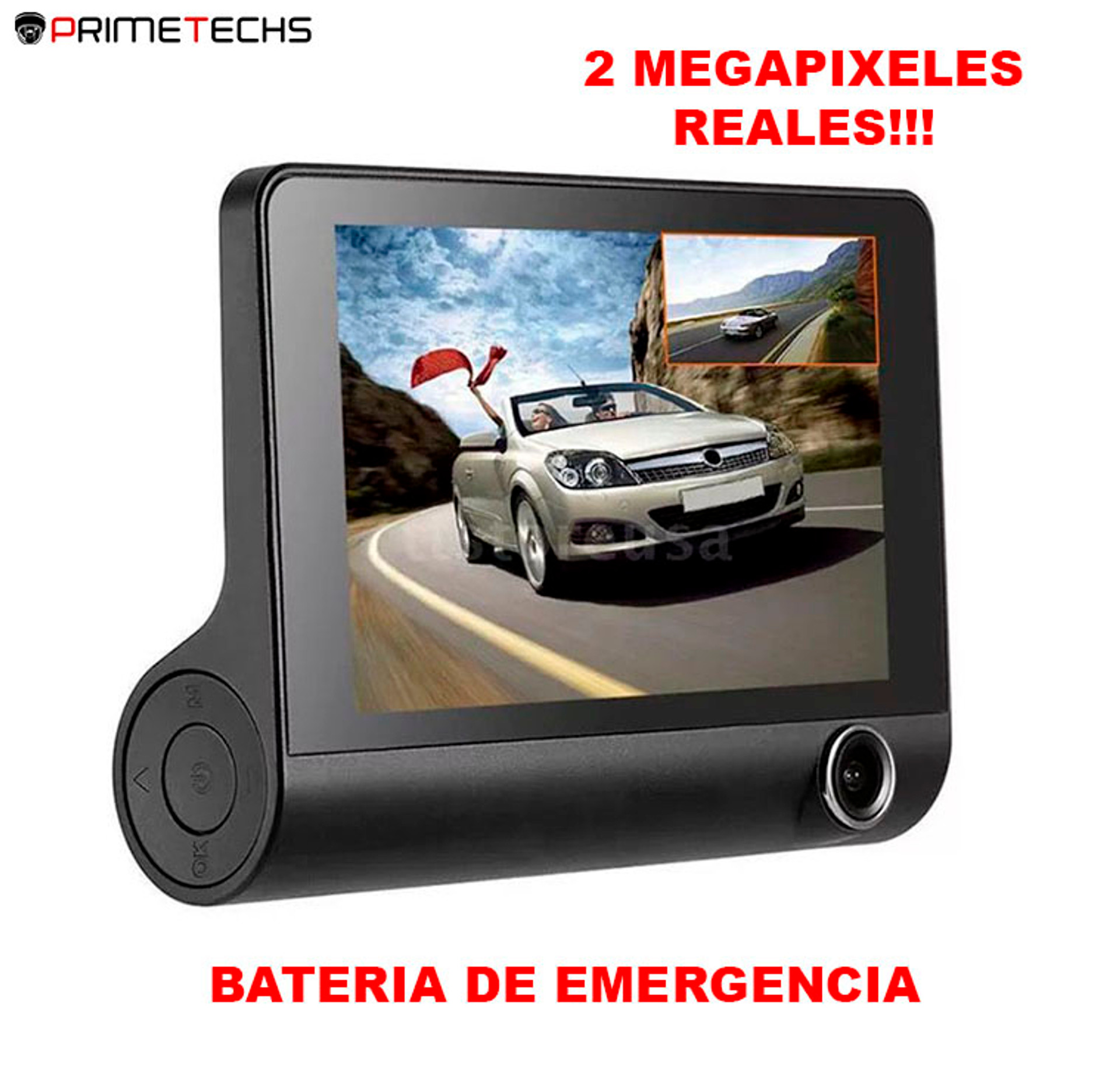 Dashcam Primetechs Cámara Para Automóvil De Tres Cámaras Interior