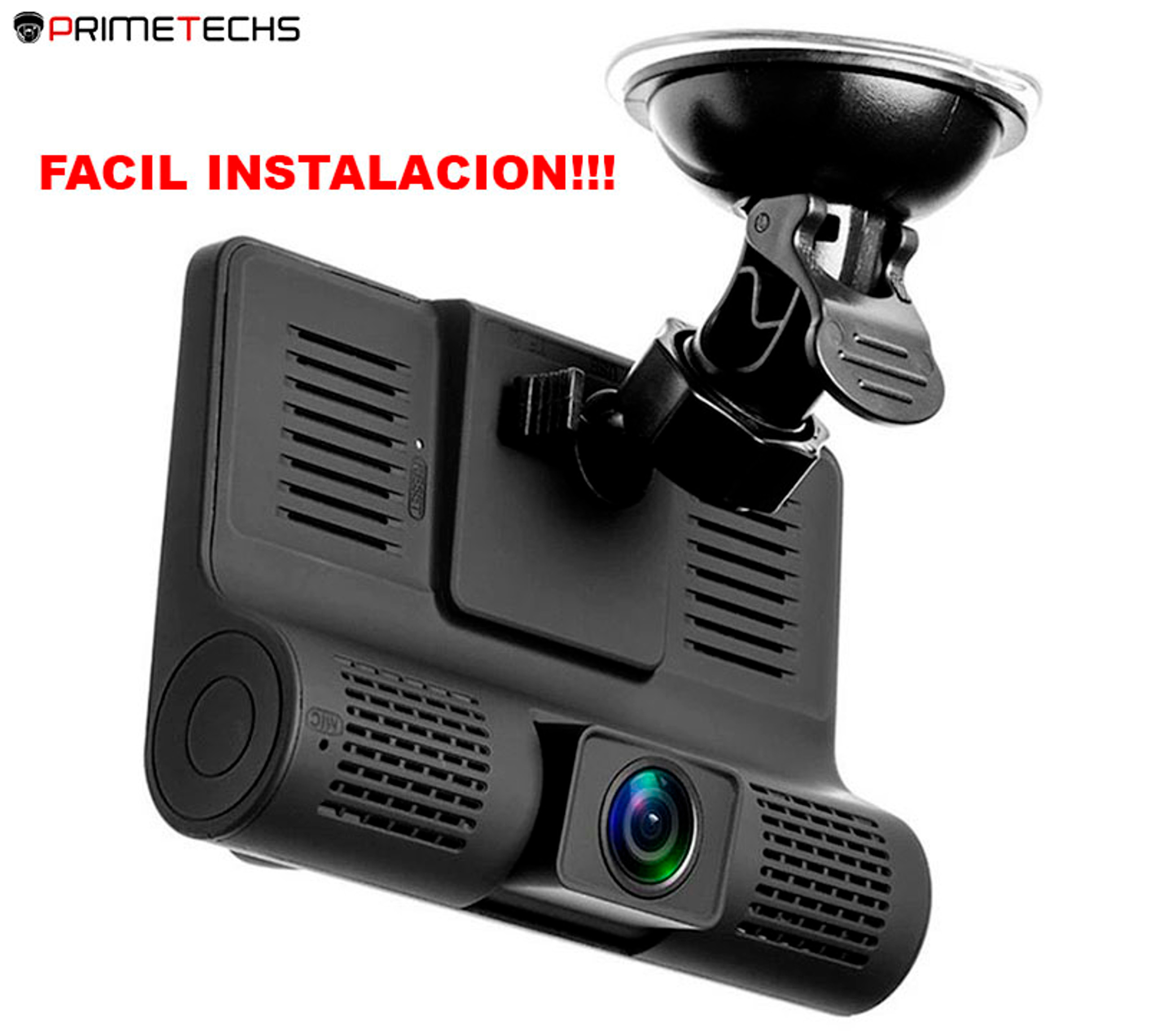 Dashcam Primetechs Cámara Para Automóvil De Tres Cámaras Interior