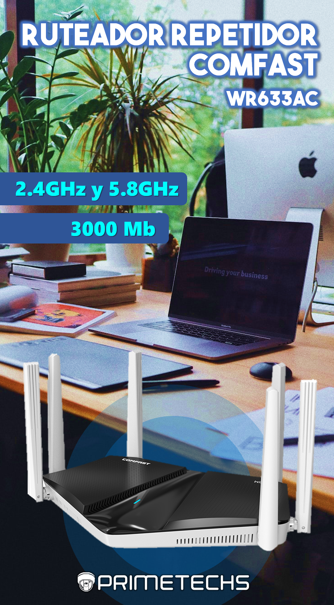 Ruteador WR633AX Repetidor Comfast de 3000MB Ultraboost de 2.4/5.8GHz ...