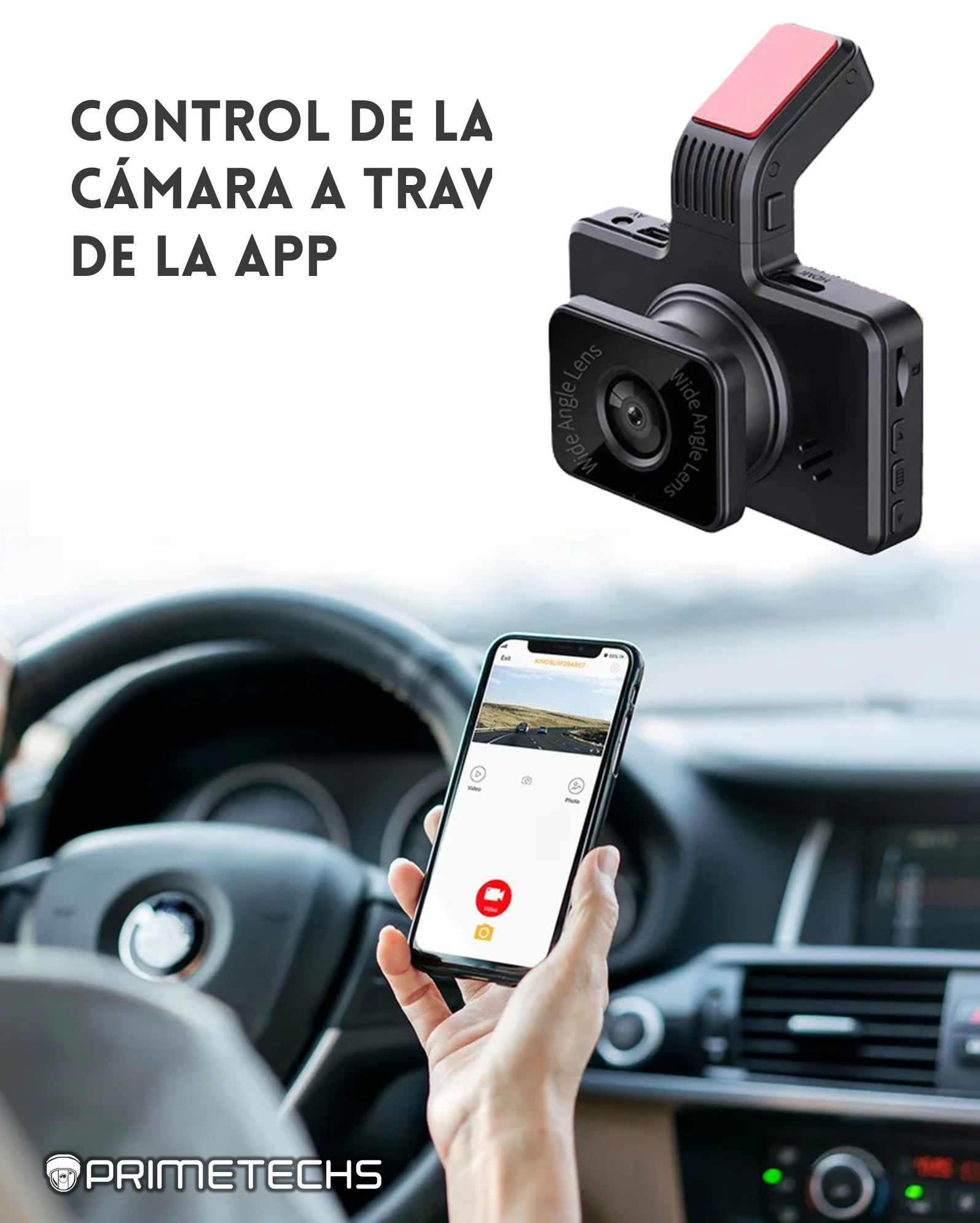 Dashcam Primetechs Cámara Para Automóvil Wifi De Dos Cámaras Frente