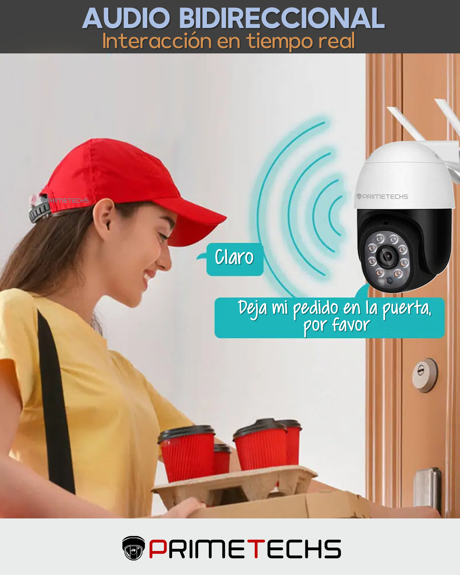 Cámara Primetechs Ip Wifi Y Cable Rj45 Lan Ptz 5mp Autotracking