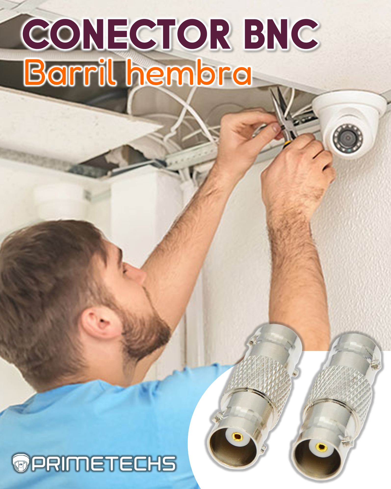 Conector cople barril BNC hembra