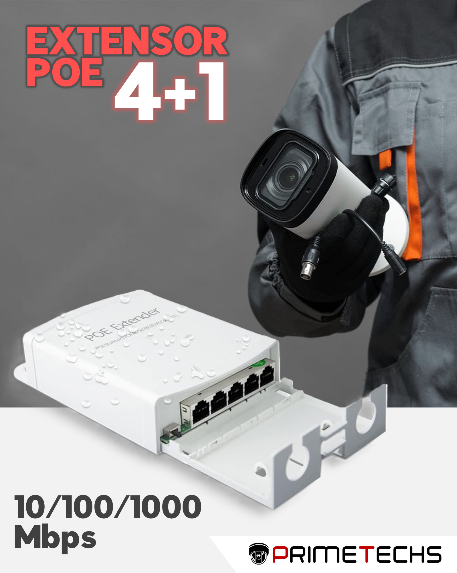 EXTENSOR ALIMENTACIÓN POE MULTIPTO, 1 PUERTO ENTRADA 85 W A 100 MS/ 4 ...