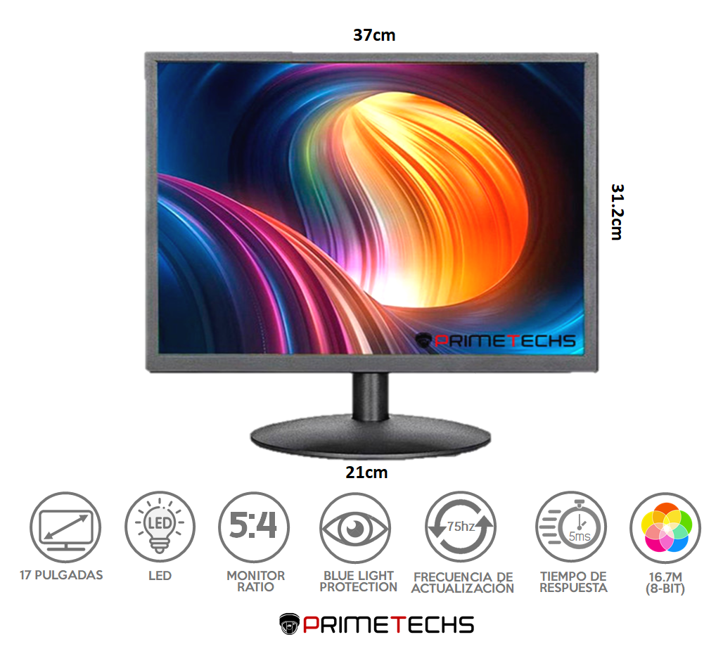 PRIMETECHS Monitor 17 pulgadas, VGA, HDMI, LED, 75H Y 2 Megapixeles ...