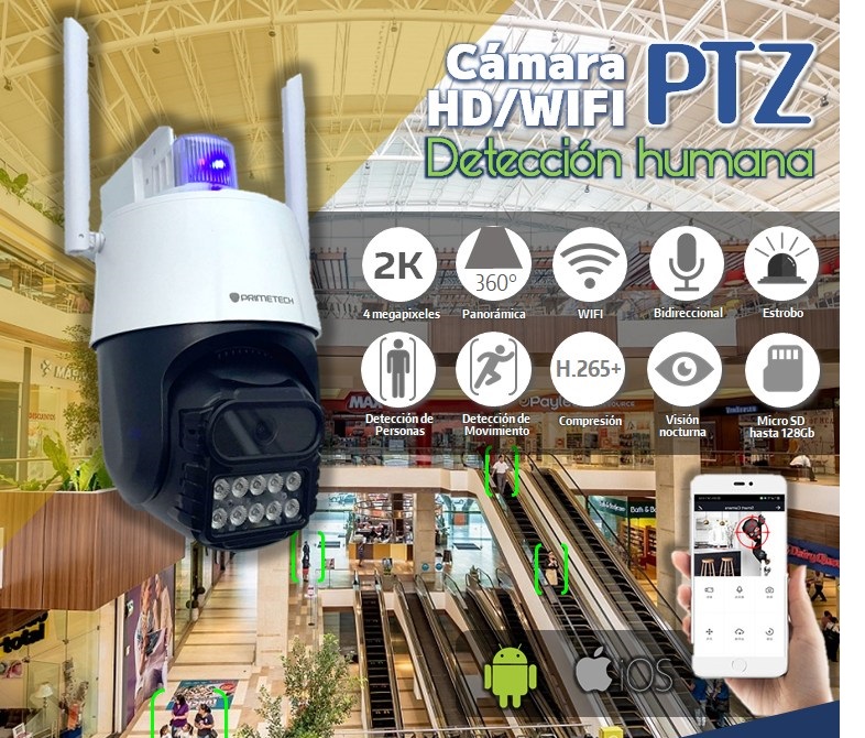 Cámara Primetechs Ip Wifi Ptz 5mp