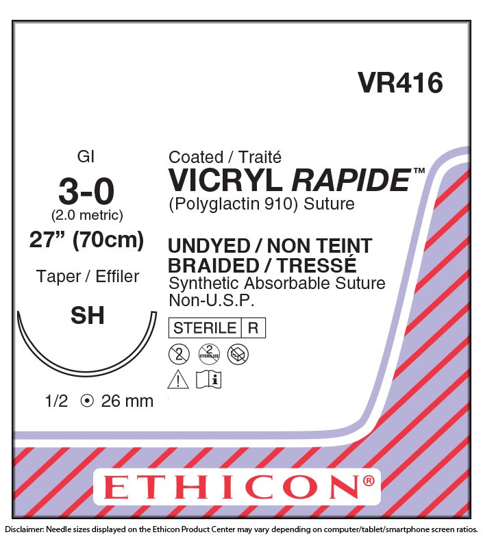Ethicon VR416 Undyed Braided VICRYL RAPIDE Suture