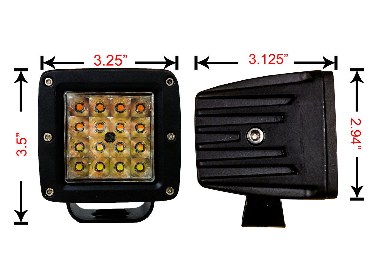 Dual Color White Amber LED POD light Changing Flasher Strobe Optic Lens ...