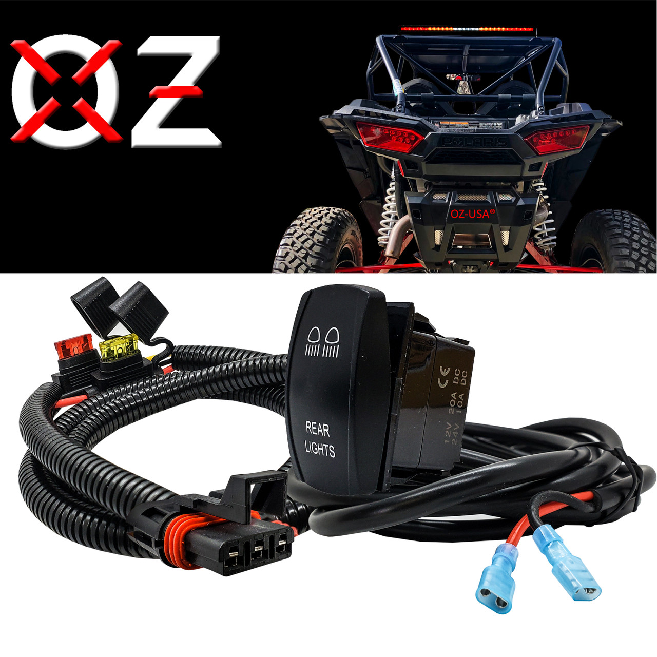 7 Amber Led Rear Chase Light With Power Bus Bar Plug Wire Harness Kit