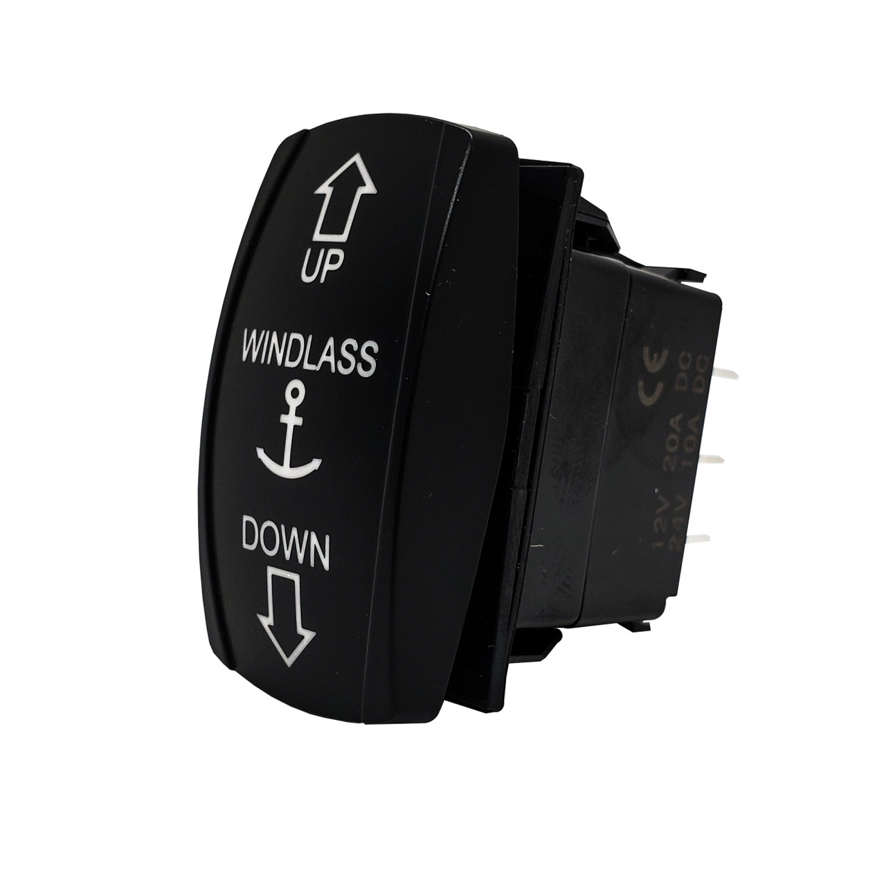 Windlass Up/Down Momentary Rocker Switch 4-Pin Laser Etch Blue LED for ...