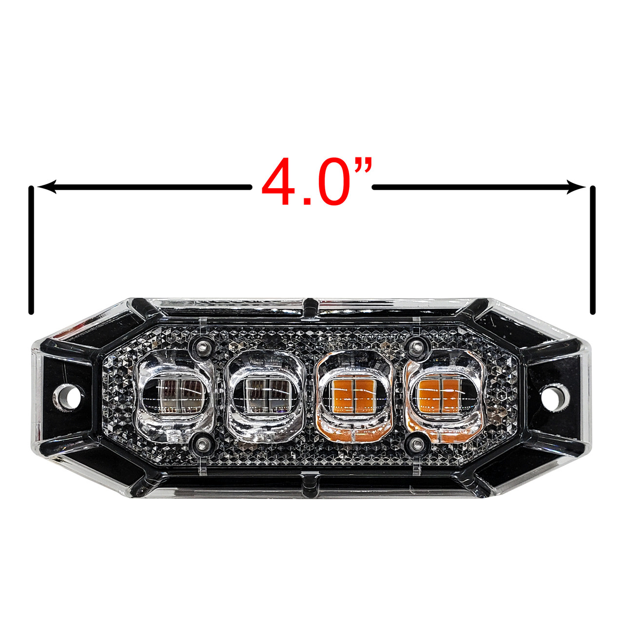 4" High-Intensity Dual-Color TIR Lens White Amber LED Warning Safety ...