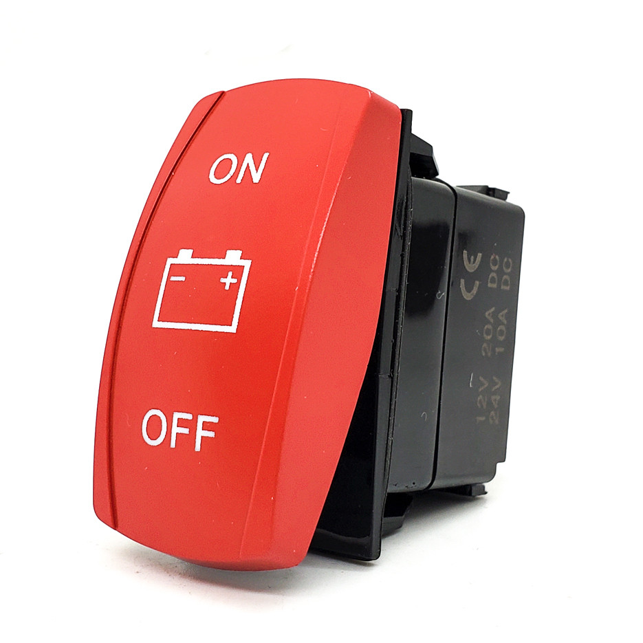 Battery On/Off Rocker Switch 4-Pin Laser Etch Red Plate for UTV Polaris ...