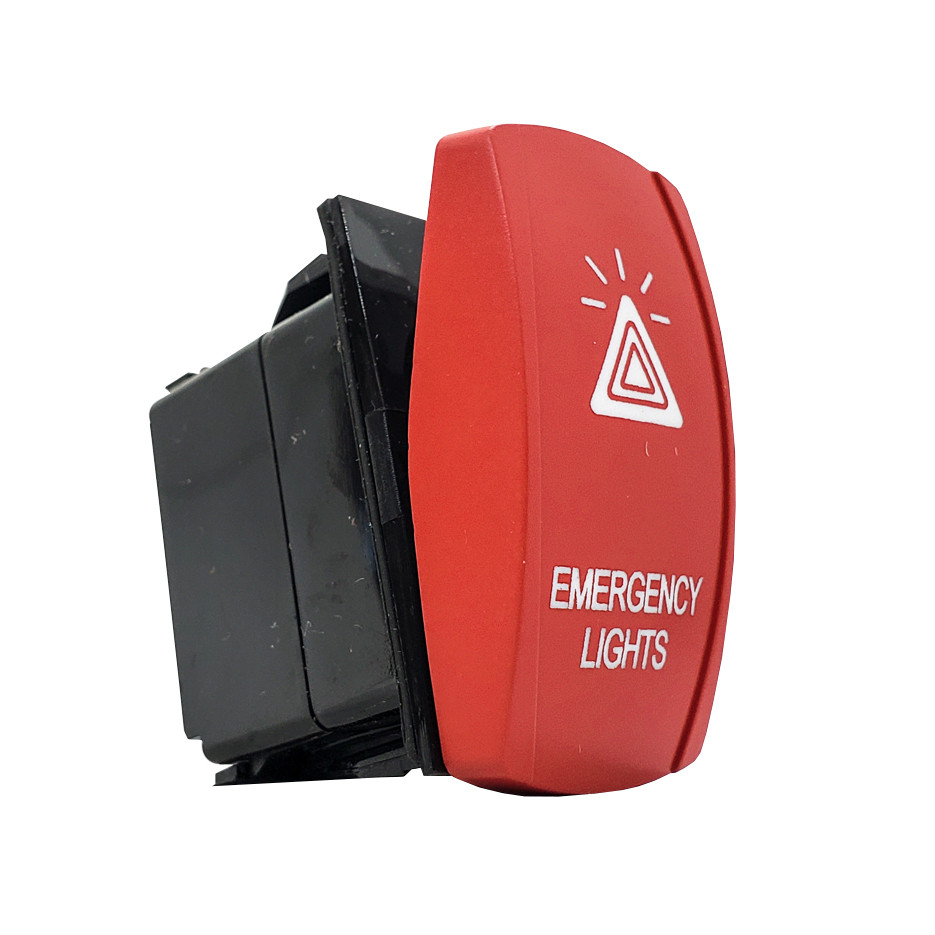 Emergency Light On/Off Red Rocker Switch 4-Pin Laser Etch for UTV ...