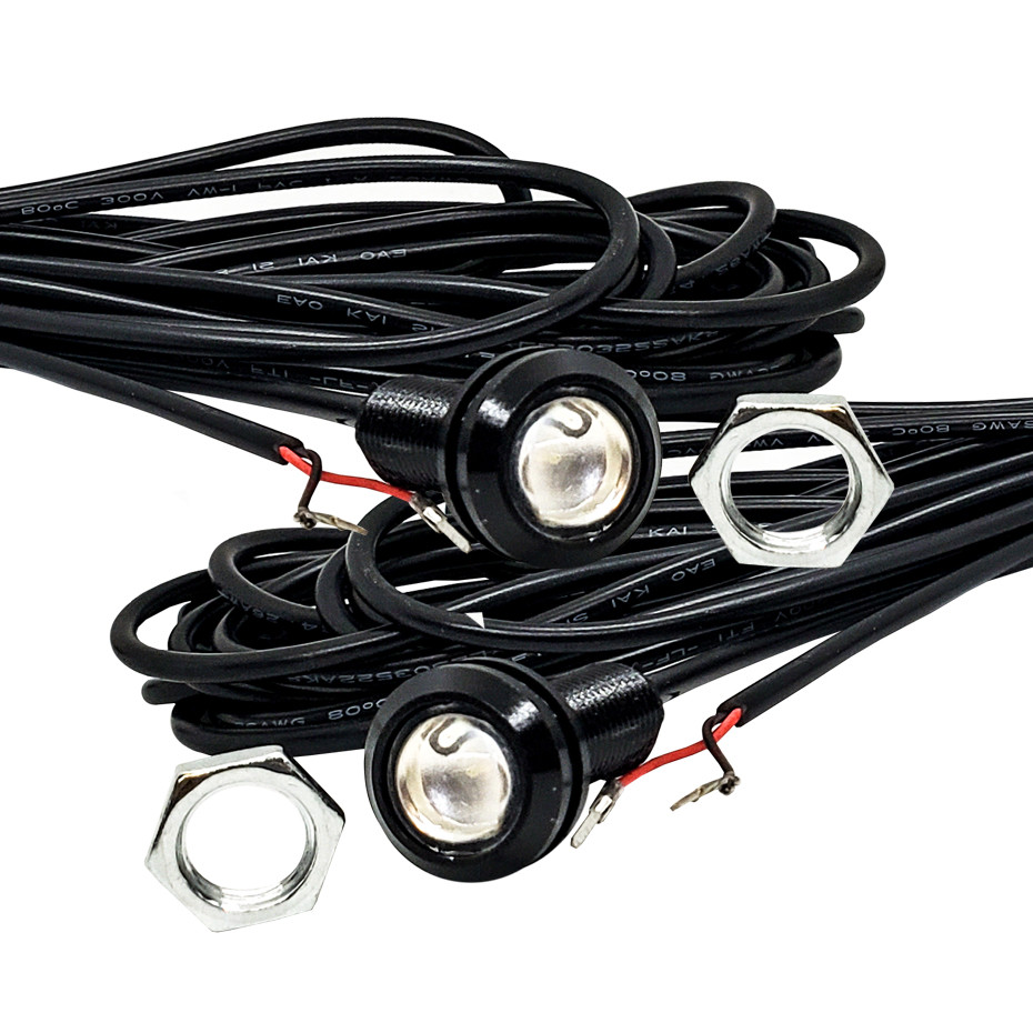 5/8 Inch Round 22mm Black Bolt Beam High Intensity Red LED with 20ft ...