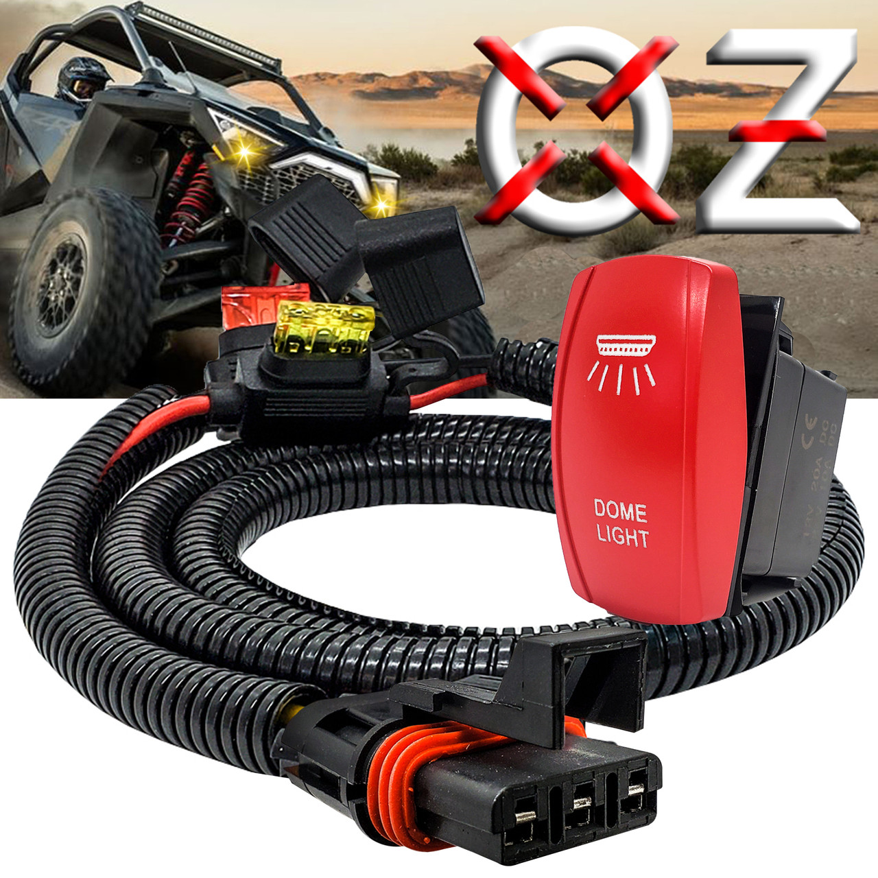 Dome Lights Onoff Red Rocker Switch With Power Busbar Plug Harness