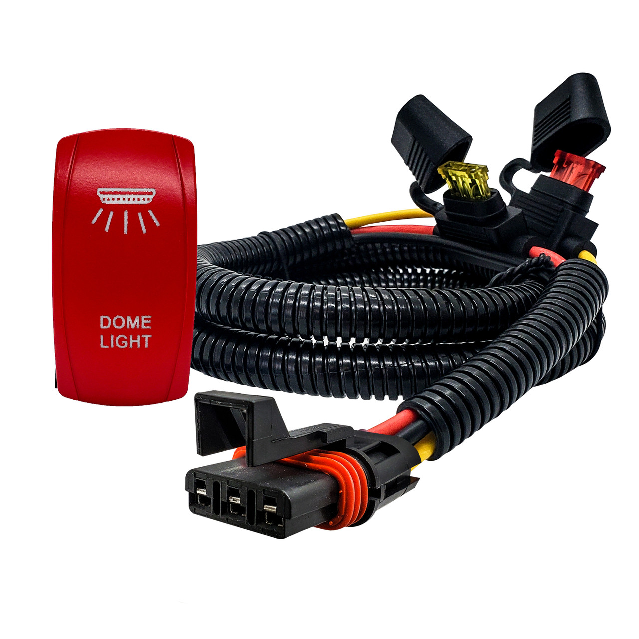 Dome Lights Onoff Red Rocker Switch With Power Busbar Plug Harness