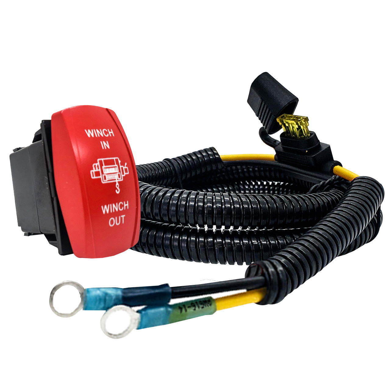 Winch In/Out Red Rocker Switch with Power Bus Bar Distribution Block ...