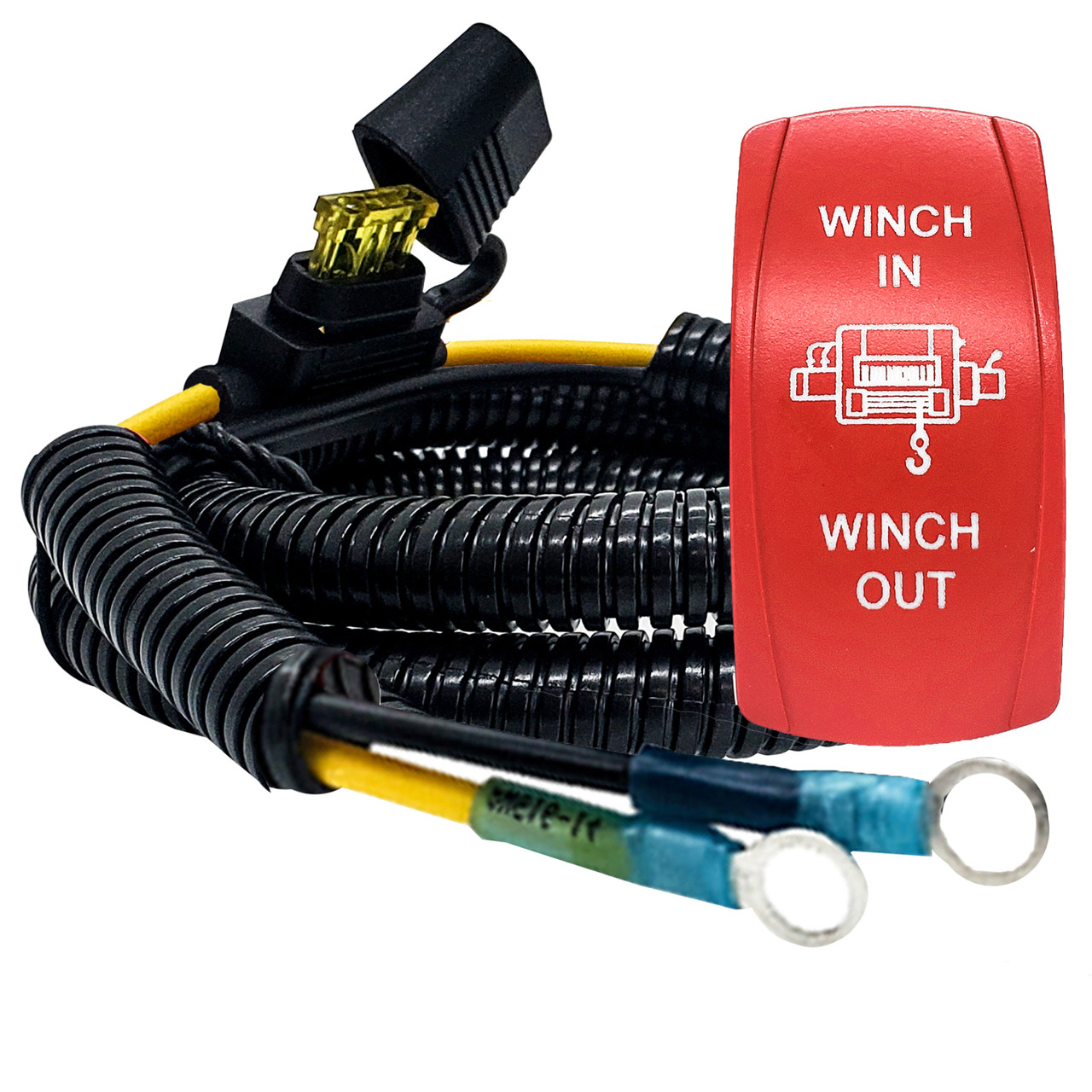 Winch In/Out Red Rocker Switch with Power Bus Bar Distribution Block ...