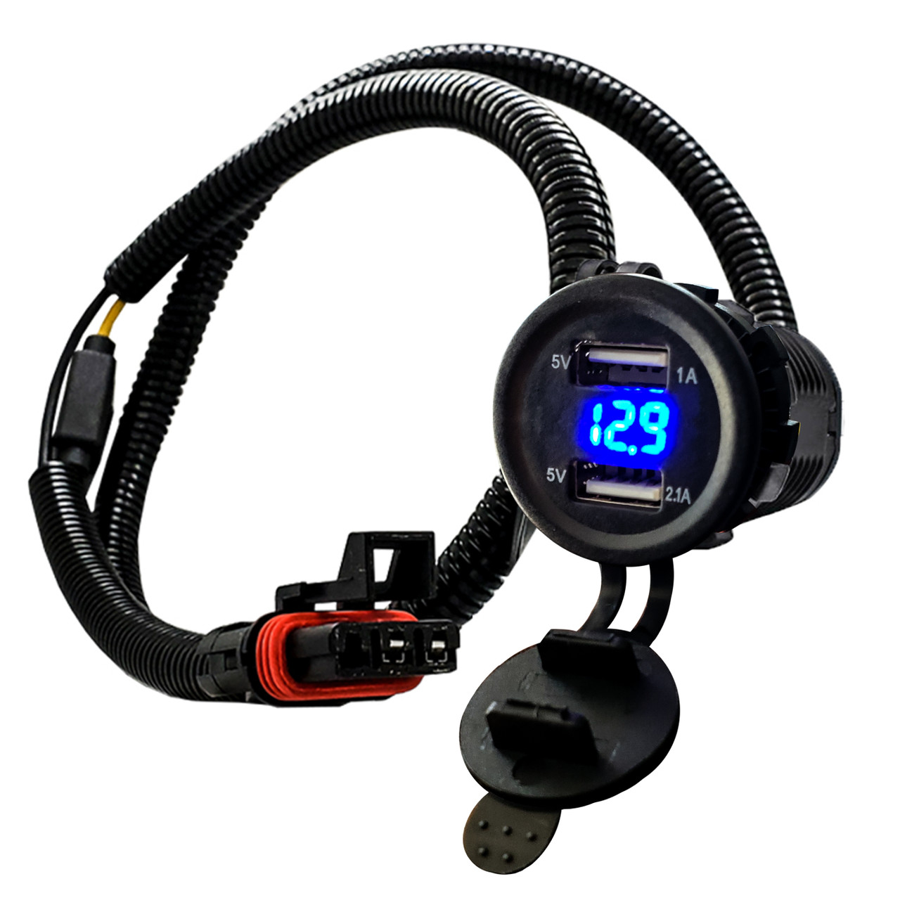 Dual USB Port Blue LED Volt Meter Fast Charger 5V Power Outlet with ...