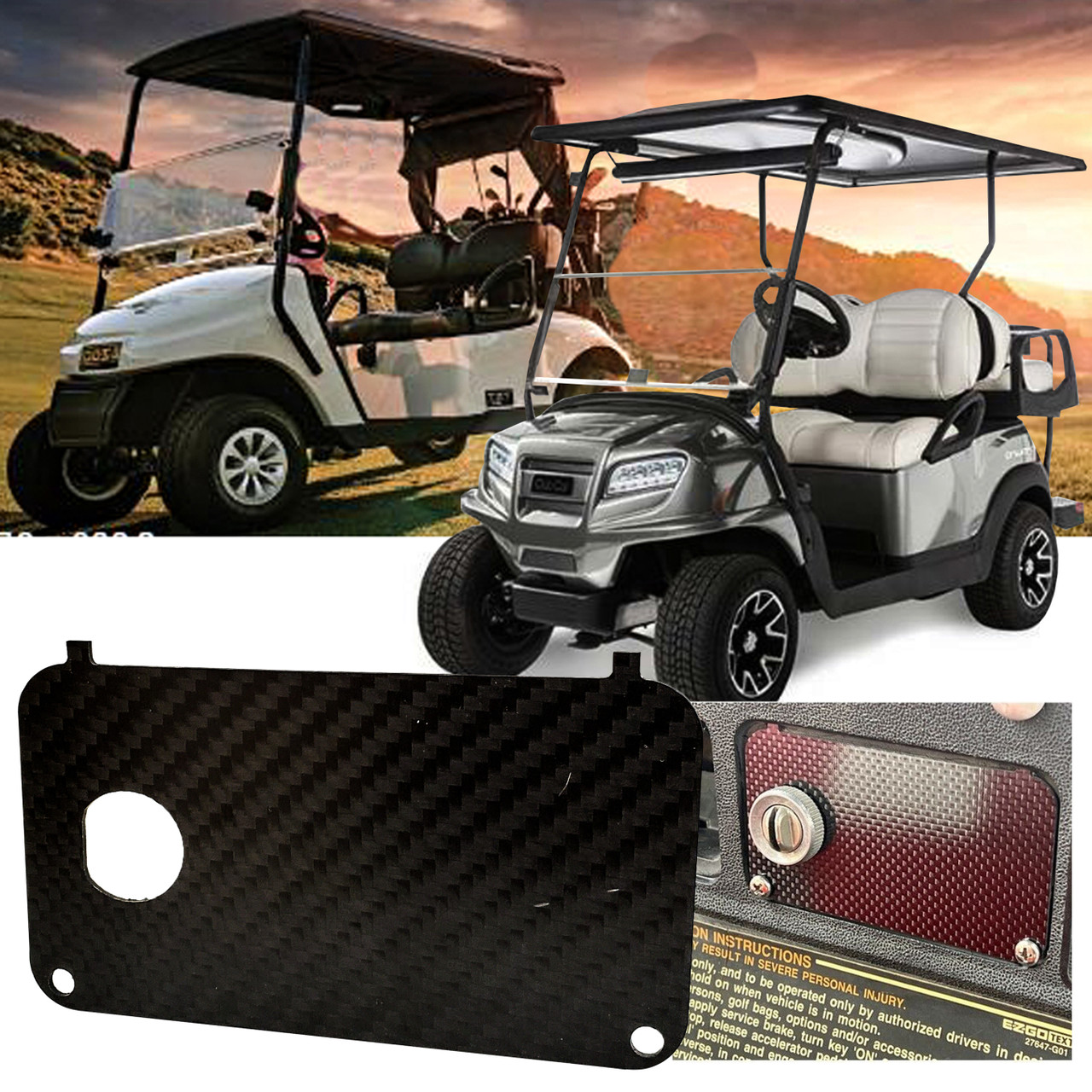 Carbon Fiber Golf Cart Key Switch Plate for EZGO TXT PDS Electric 36v ...