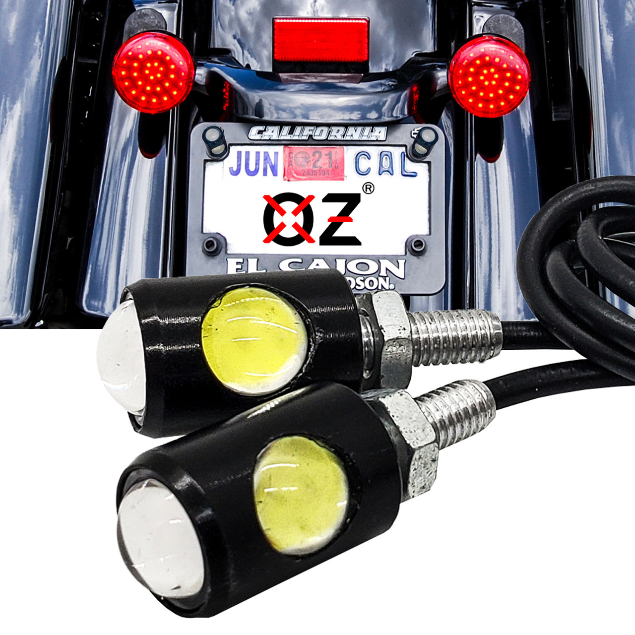 Carbon Fiber License Plate Frame with Dual White LED Tag Lights & Red ...