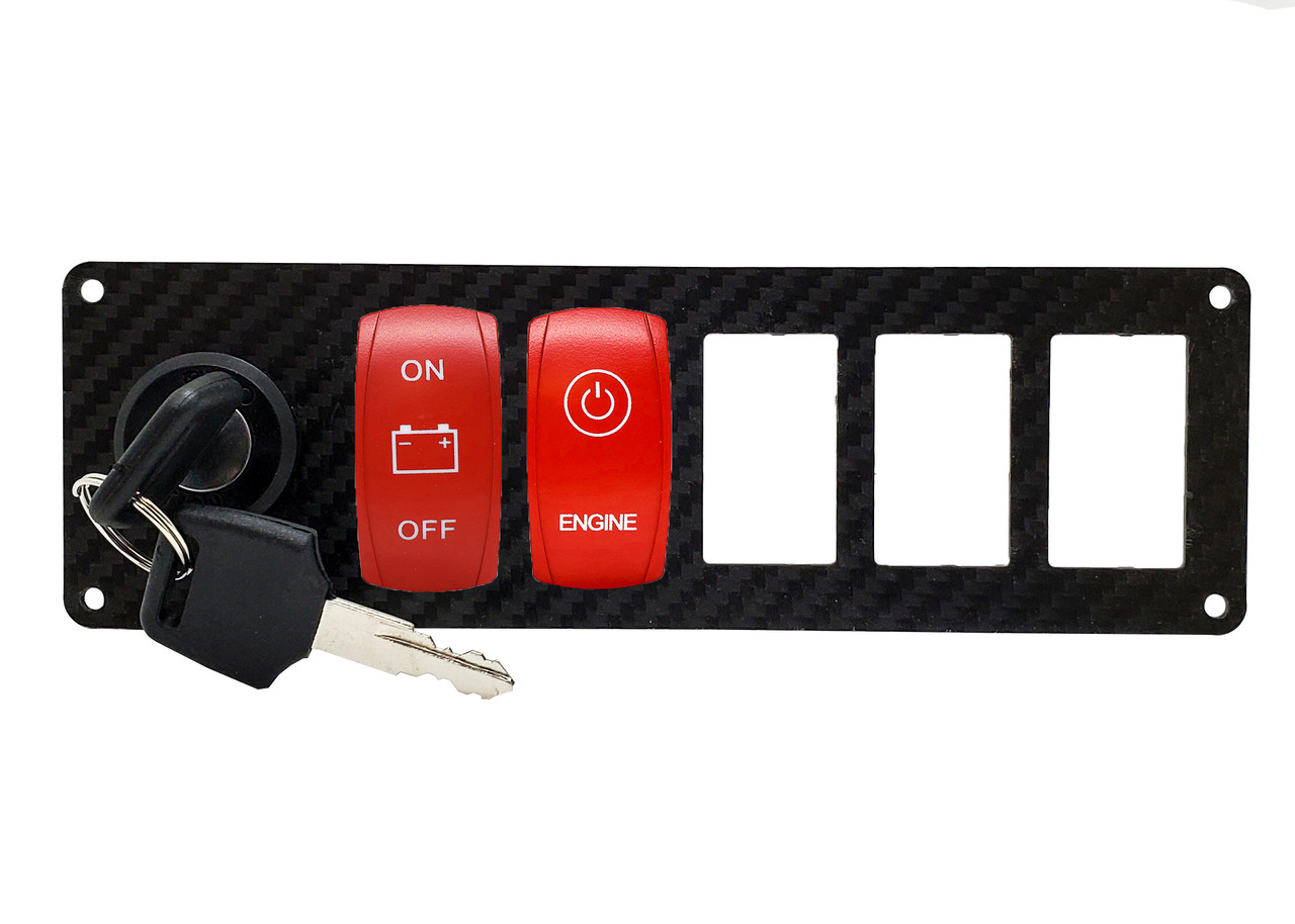 5 Gang Carbon fiber Keyed Ignition Rocker Switch Panel - OZ