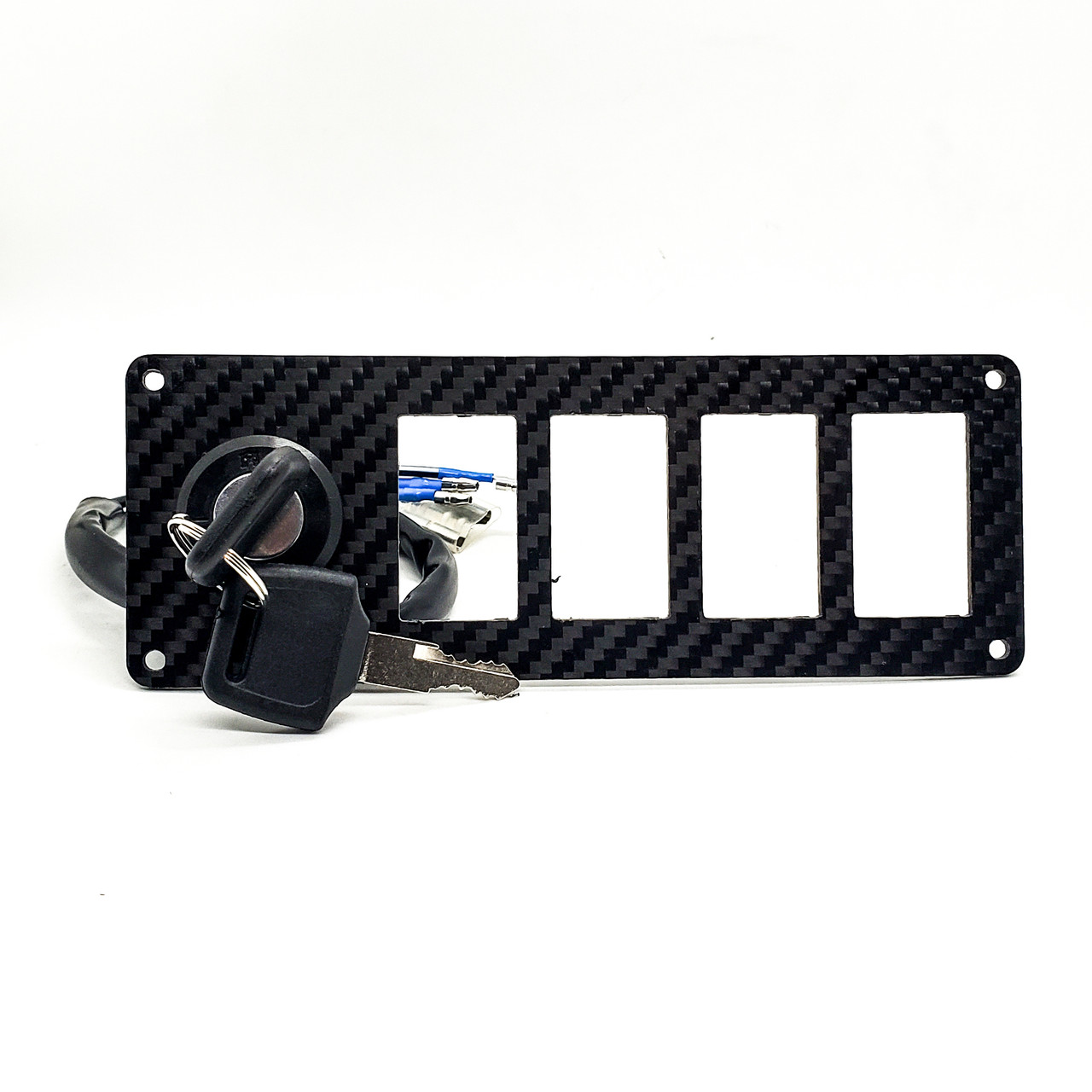 4 Gang Carbon Fiber Plate Rocker Switch Panel with Keyed Ignition - OZ