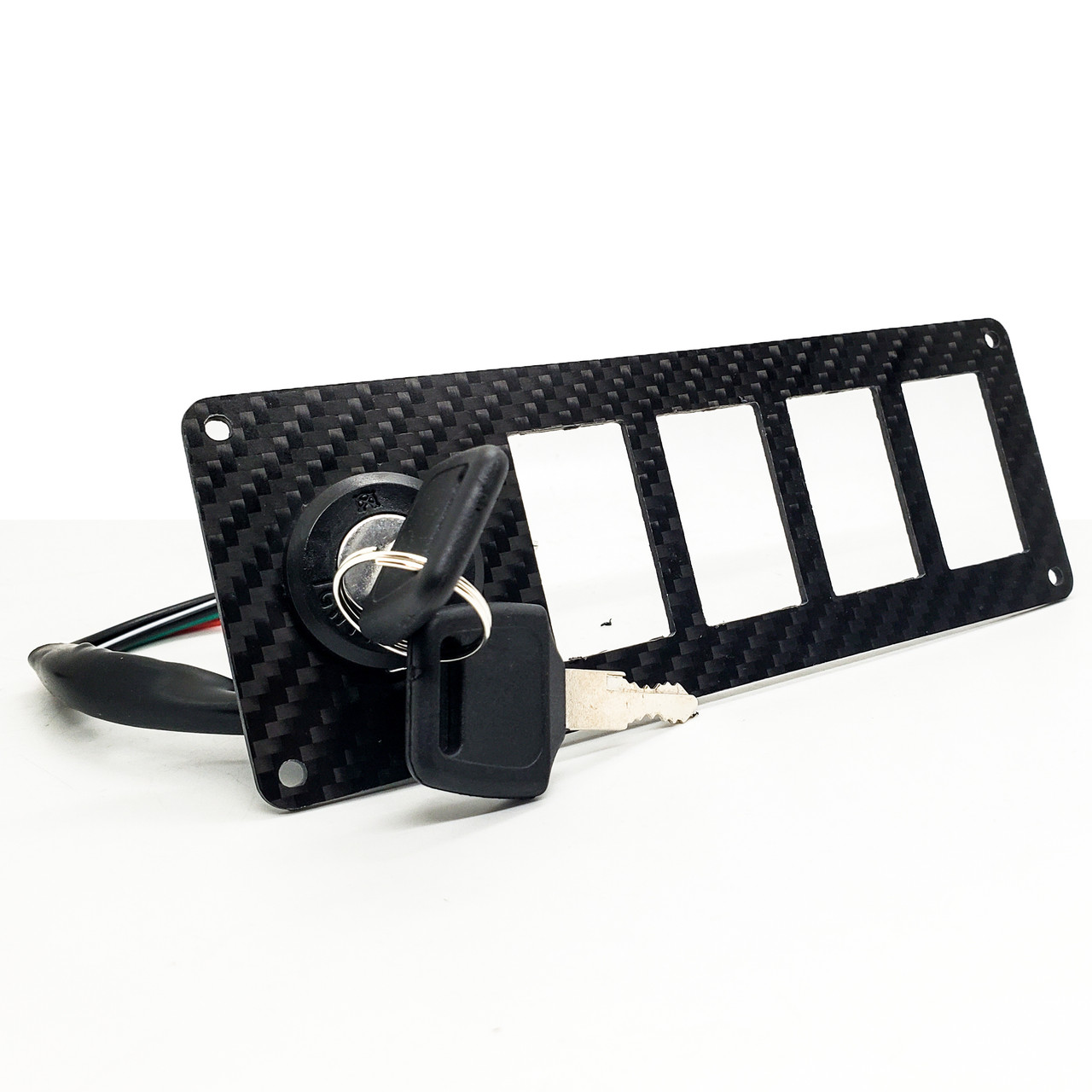 4 Gang Carbon Fiber Plate Rocker Switch Panel with Keyed Ignition - OZ