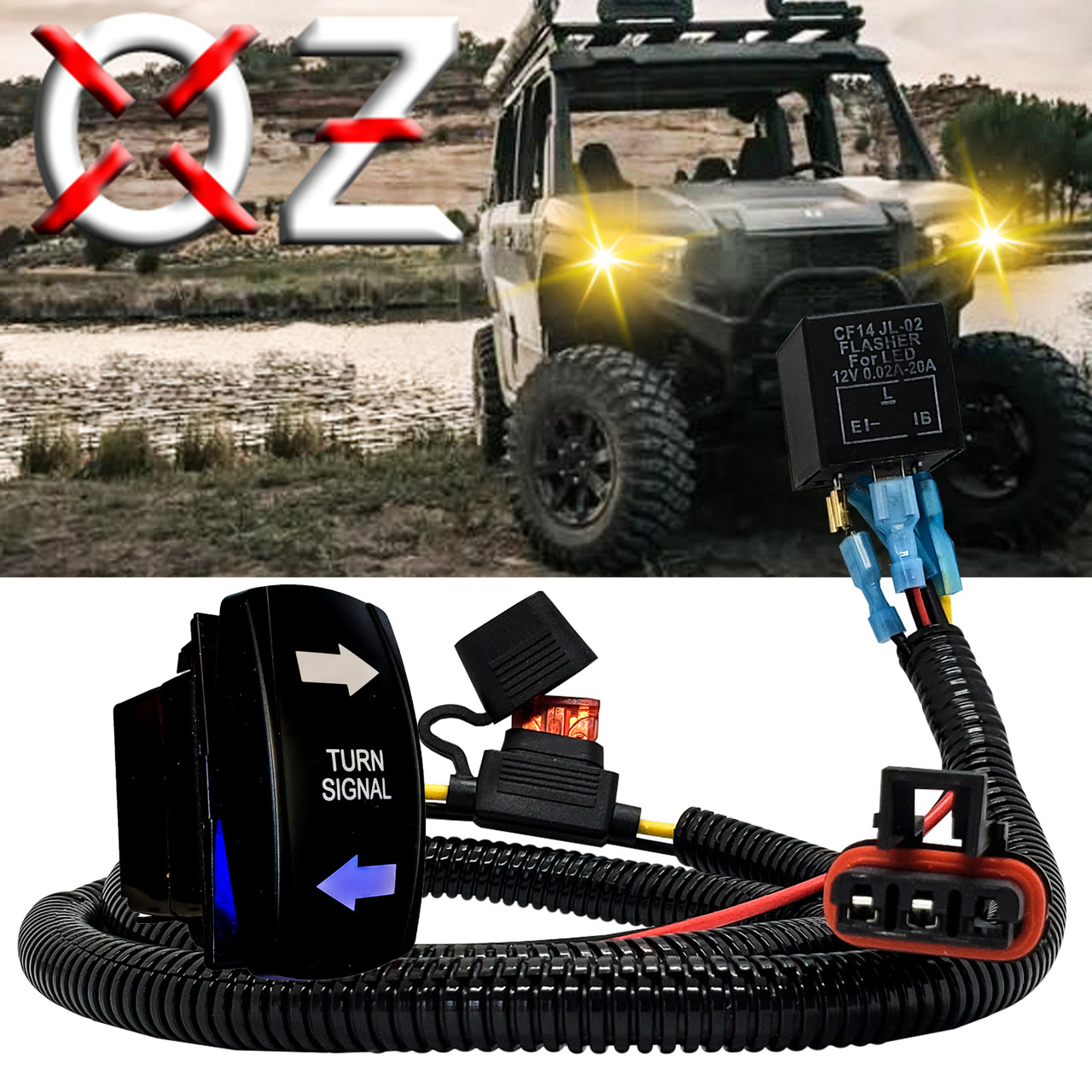 Turn Signal Left/Right Arrow Rocker Switch with Pulse Power Busbar Plug ...