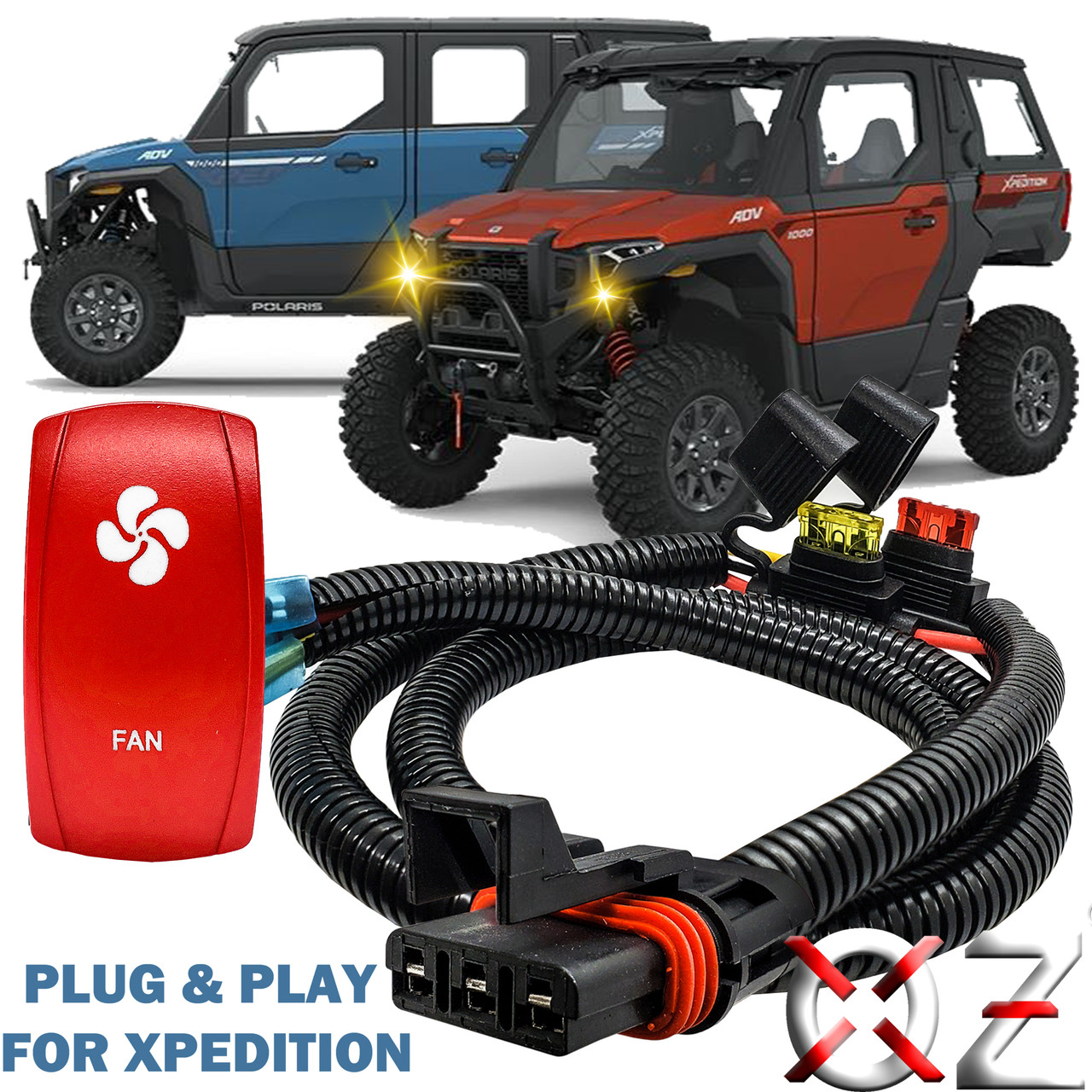6 Ft Fan Wire Harness Plug And Play Pulse Power Busbar Plug Onoff Red