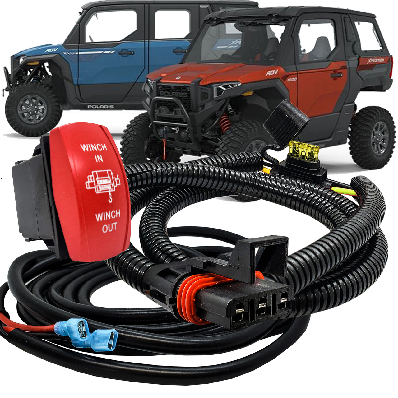 10ft Pulse Power Bus Bar Plug Wire Kit With Winch Inout Momentary Red