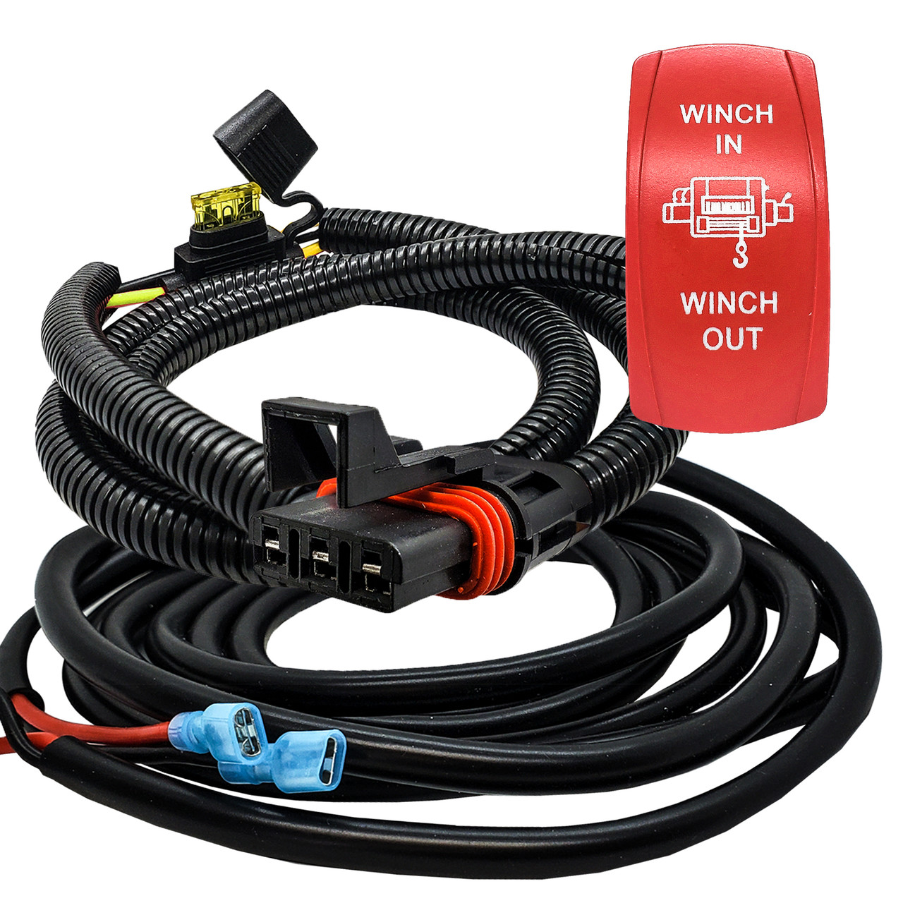 10ft Pulse Power Bus Bar Plug Wire Kit With Winch Inout Momentary Red